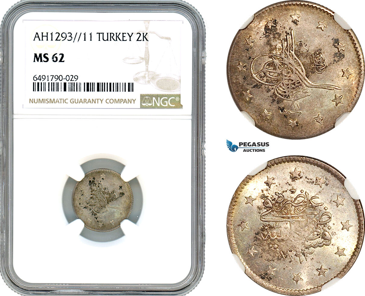 Turkey (Ottoman Empire) 2 Kurush AH1293/11 NGC MS62 | MA-Shops