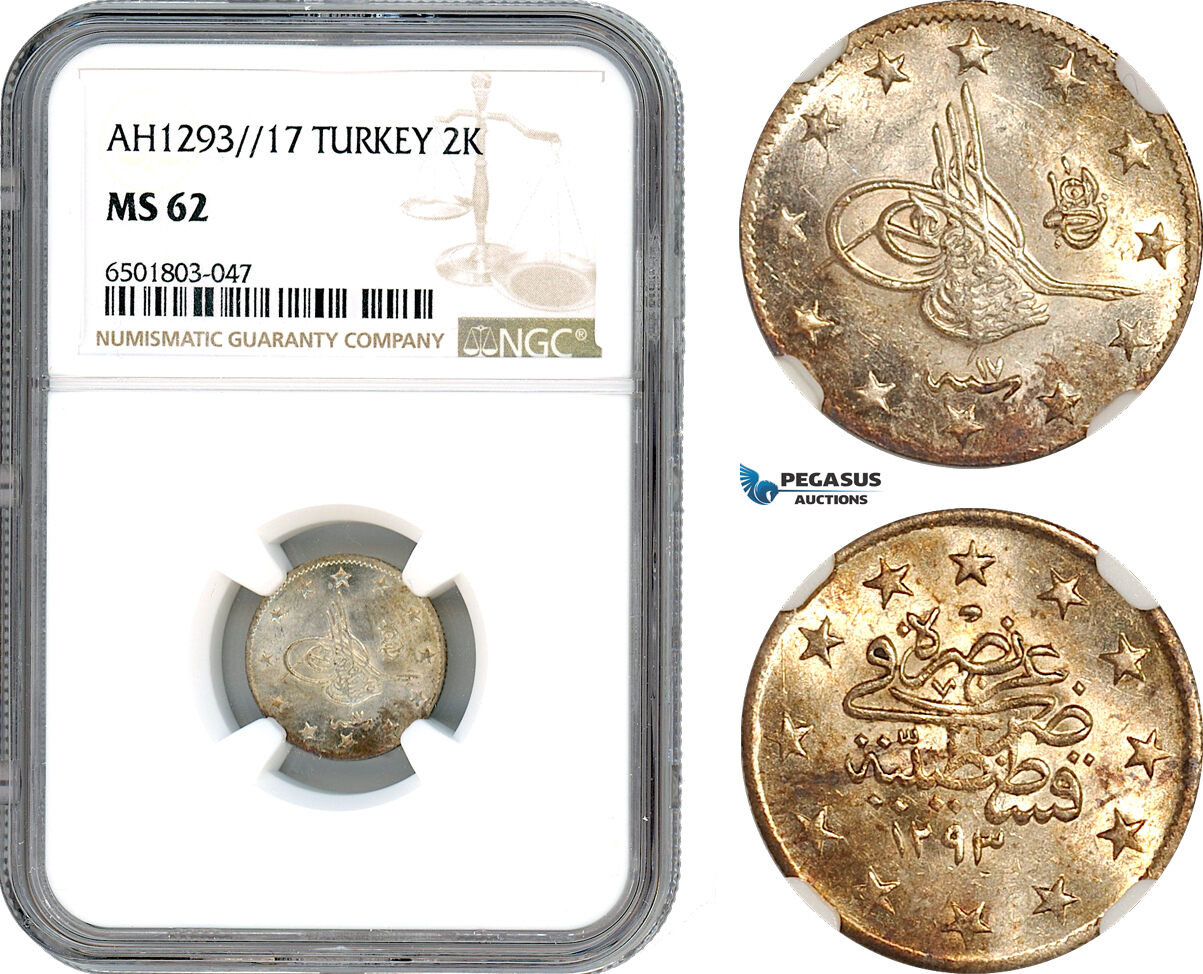 Turkey (Ottoman Empire) 2 Kurush AH1293/11 NGC MS62 | MA-Shops