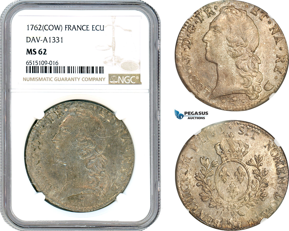France Ecu 1762 NGC MS62, Top Pop! | MA-Shops