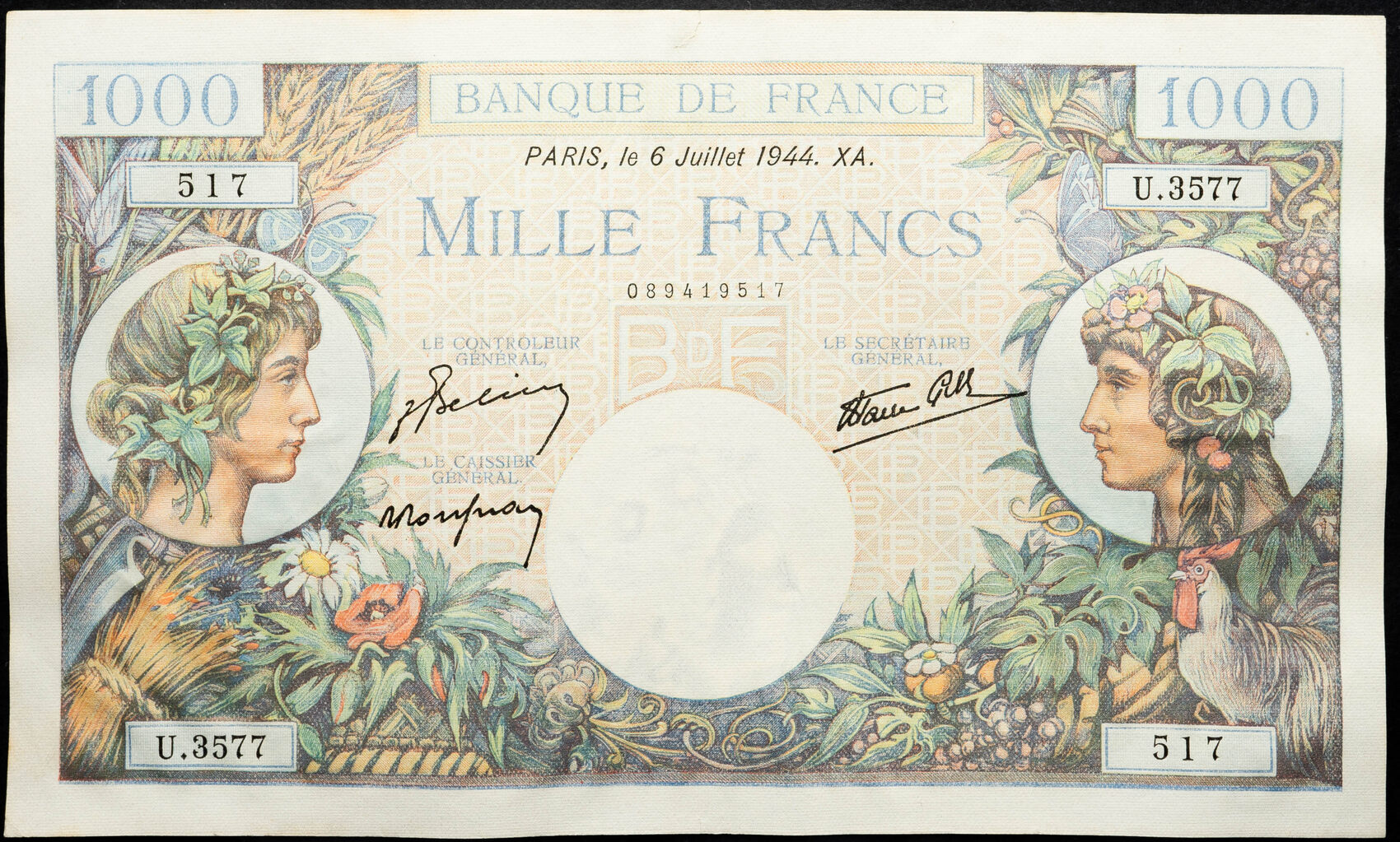 France 1000 Francs 1944 VF | MA-Shops