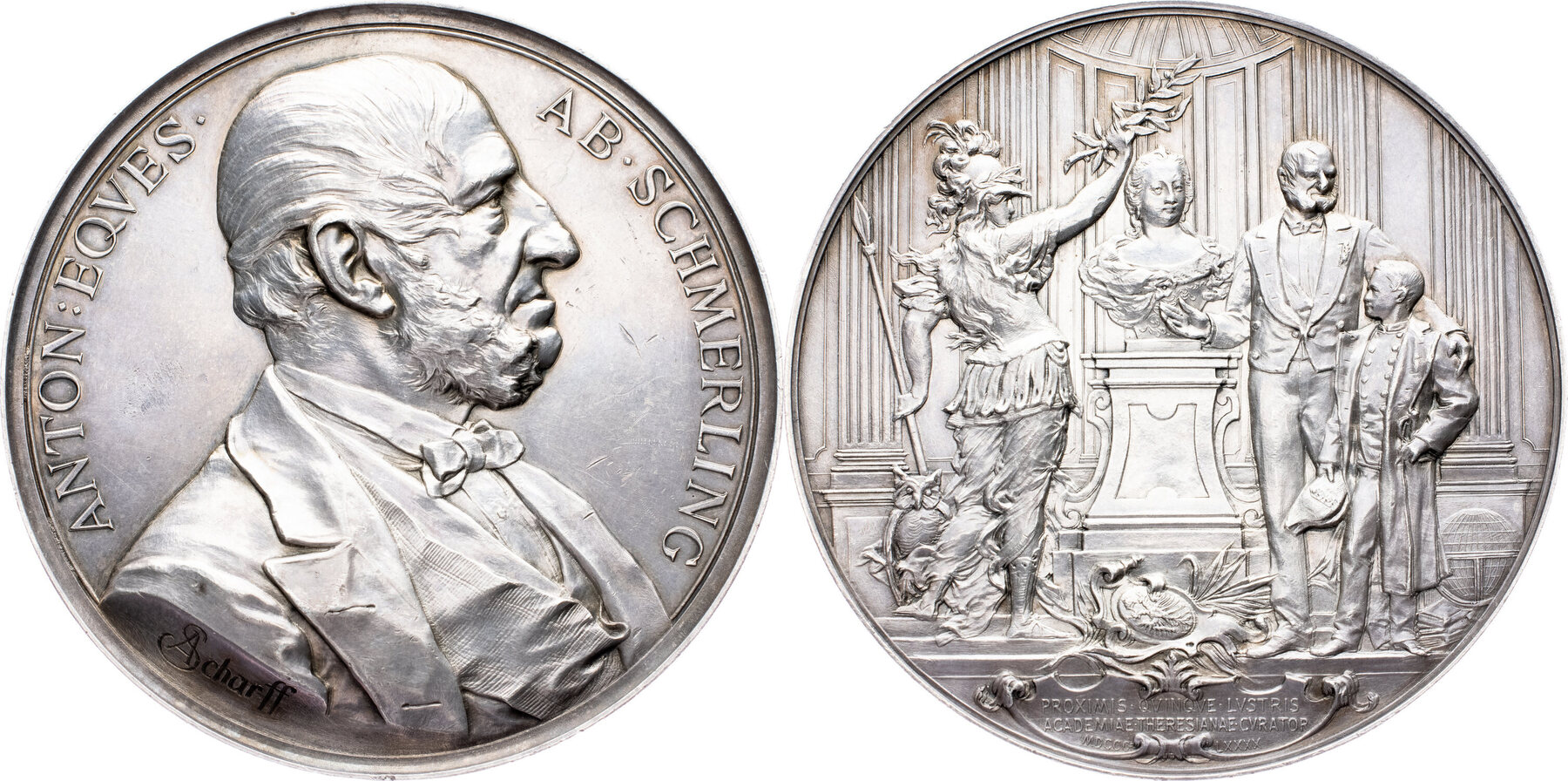 Habsburg 1890 Silver medal Anton Knight von Schmerling, on the 25th ...