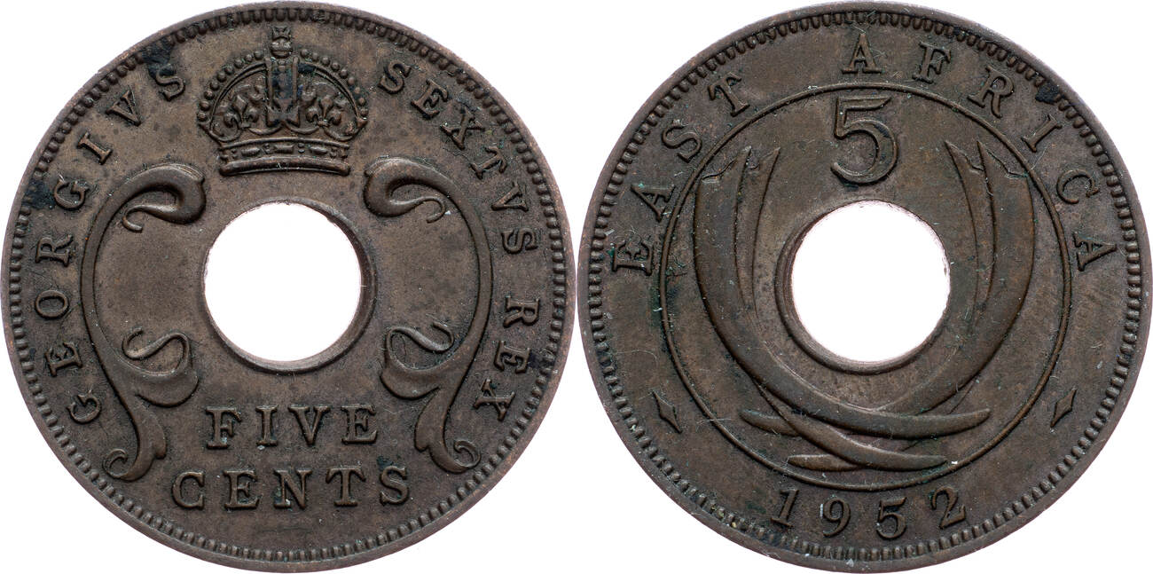 East Africa 5 Cents 1952 London VF | MA-Shops