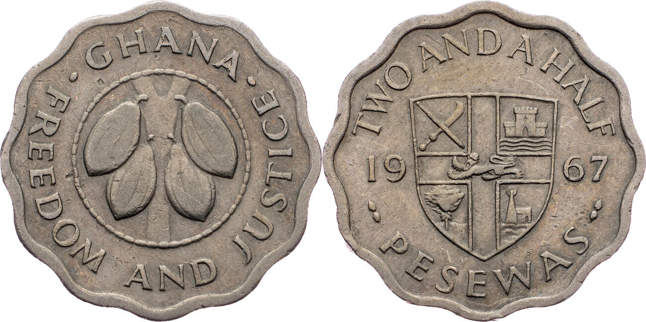 Ghana 2 1/2 Pesewas 1967 VF | MA-Shops