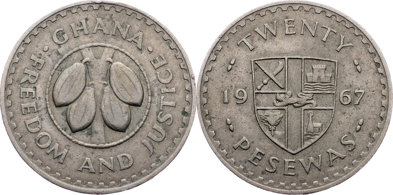 Ghana 20 Pesewas 1967 VF | MA-Shops
