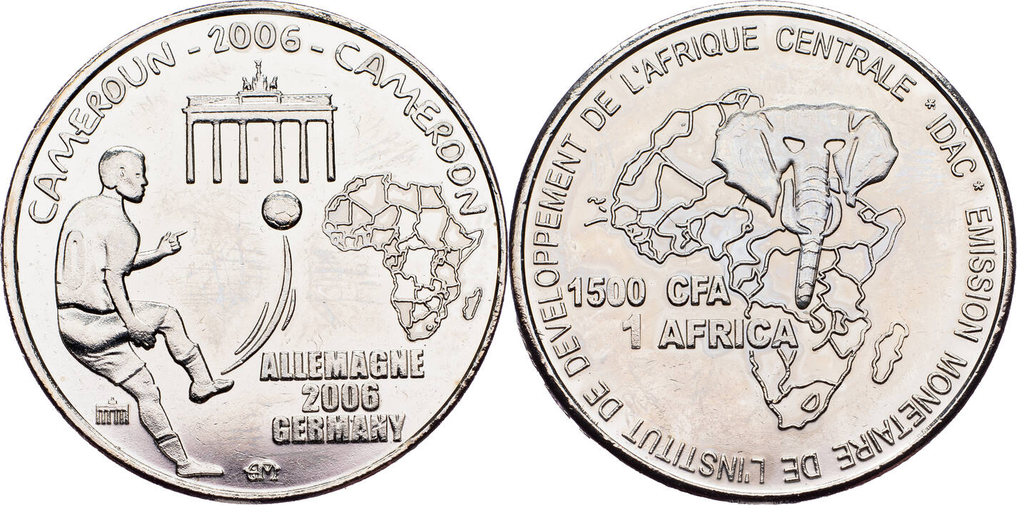 Cameroun 1500 CFA / 1 AFRICA 2006 Bénin aUNC | MA-Shops