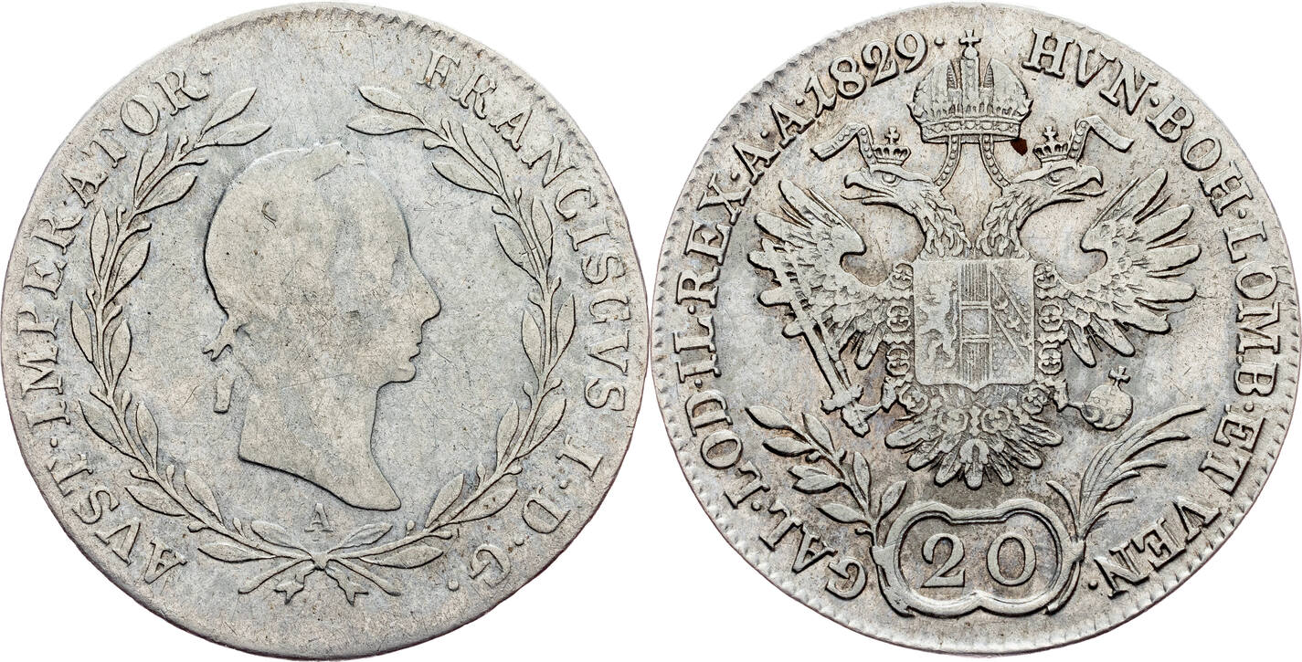 Habsburg 20 Kreuzer 1829 A Franz I. (II.) VG/VF | MA-Shops