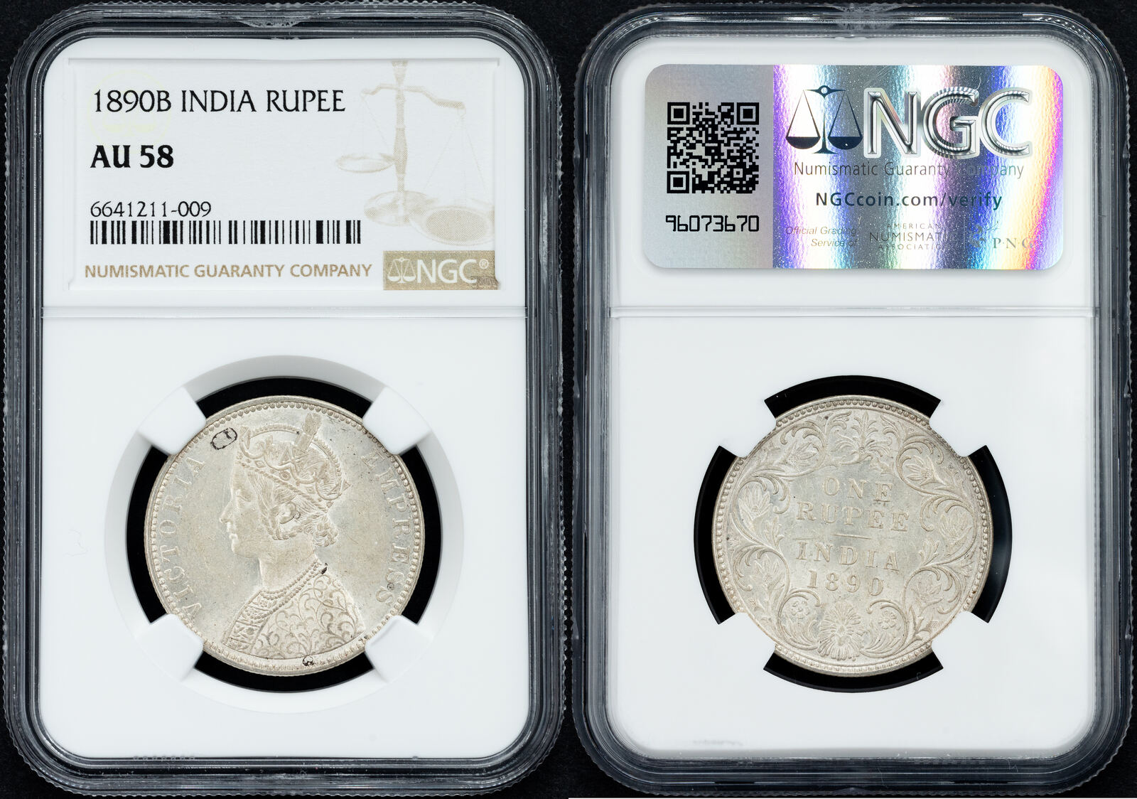 India - British 1 Rupee 1890 Bombay Victoria AU 58 | MA-Shops