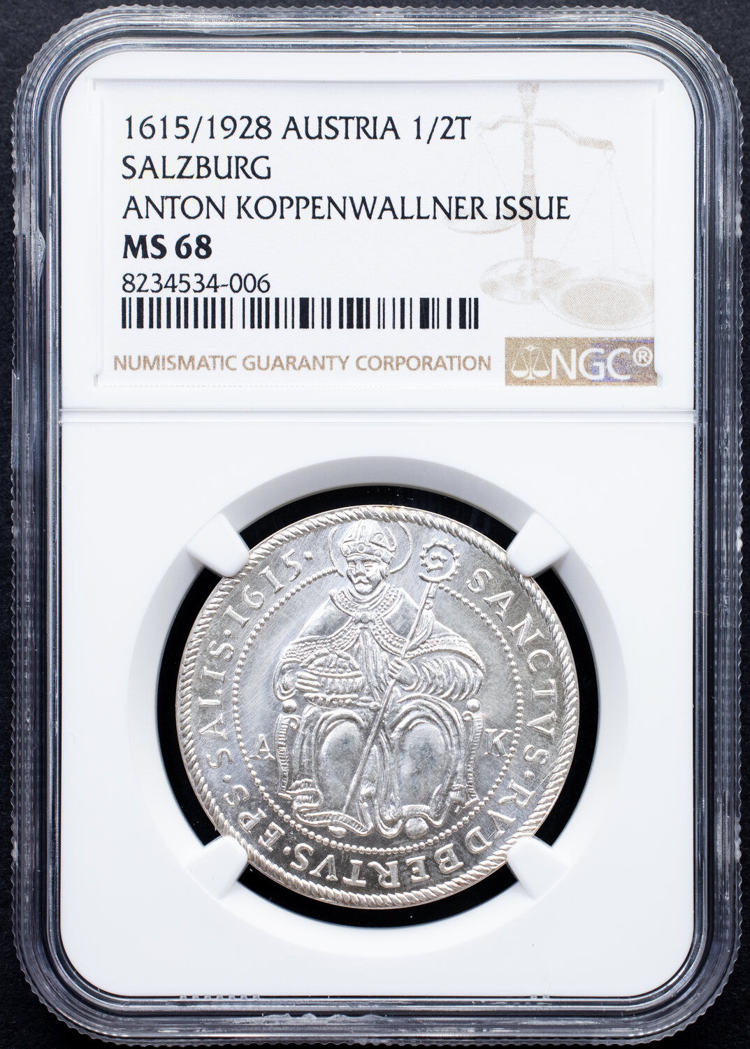 Houses and Religion related to Habsburg 1/2 Thaler 1615/1928 Anton ...