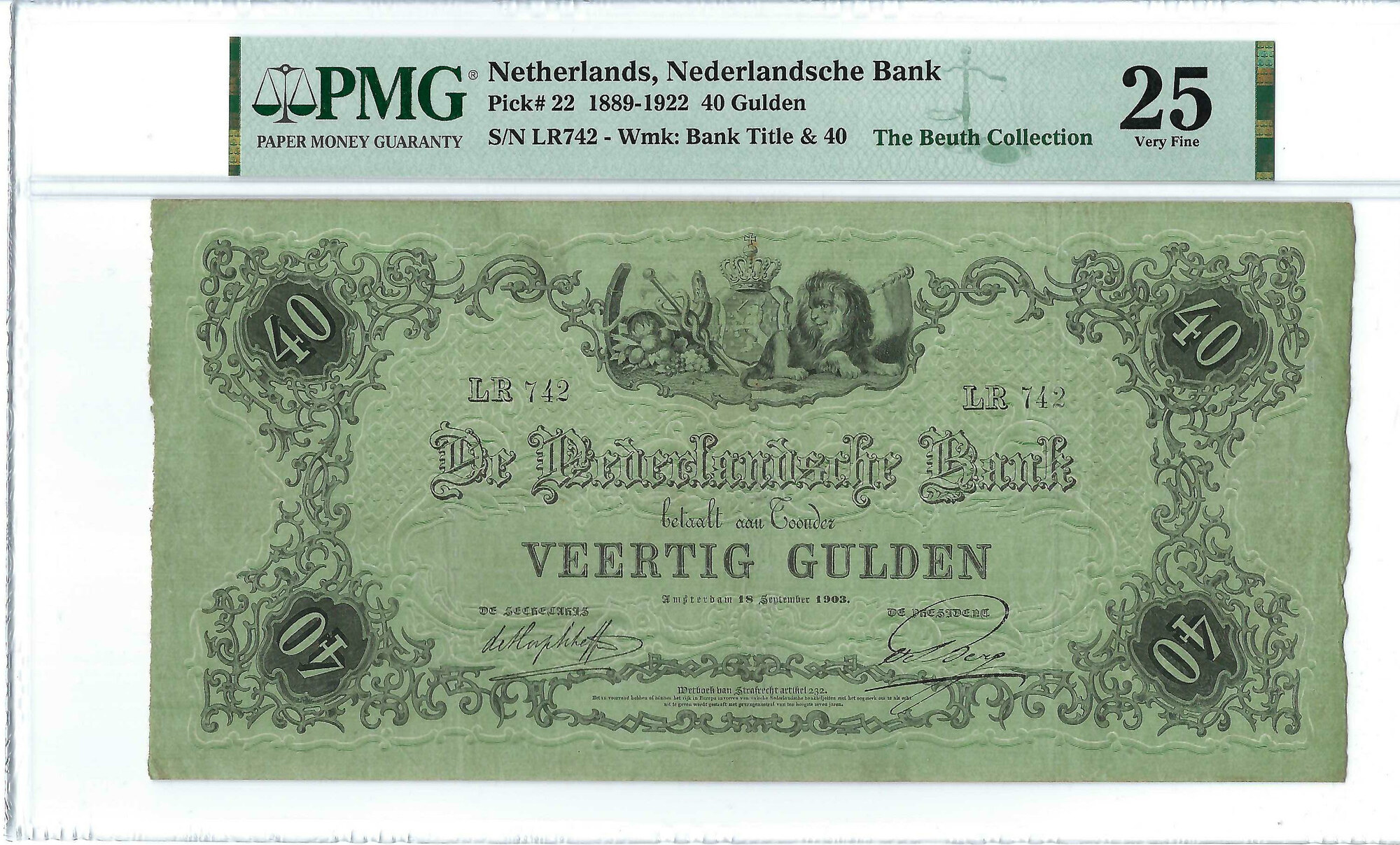 40 gulden 1860 Groentje 91-7 kwaliteit ss | MA-Shops