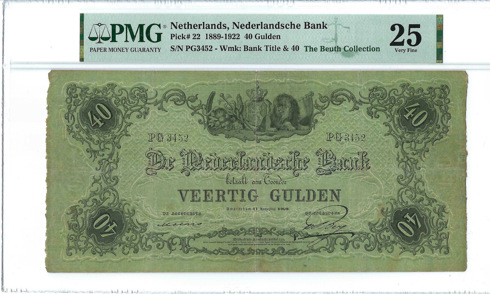 40 gulden 1860 Groentje 91-8 kwaliteit ss | MA-Shops