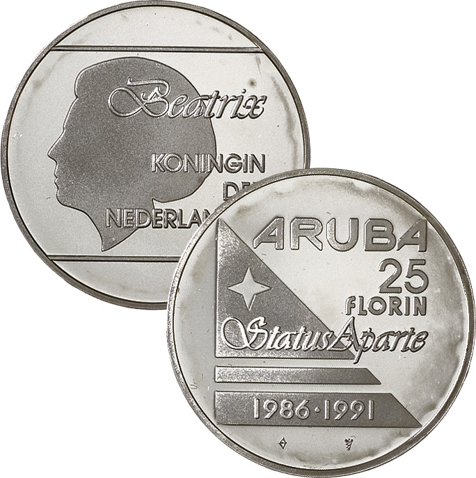 25 Florin 1991 5 jaar Status Aparte Aruba PP | MA-Shops