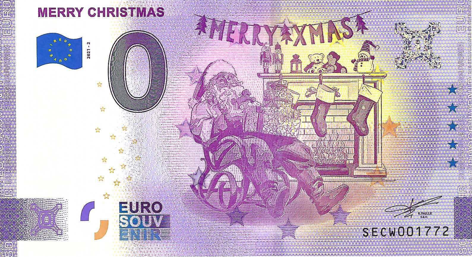 0 Euro biljet Italië 2021 - Merry Christmas ANNIVERSARY | MA-Shops
