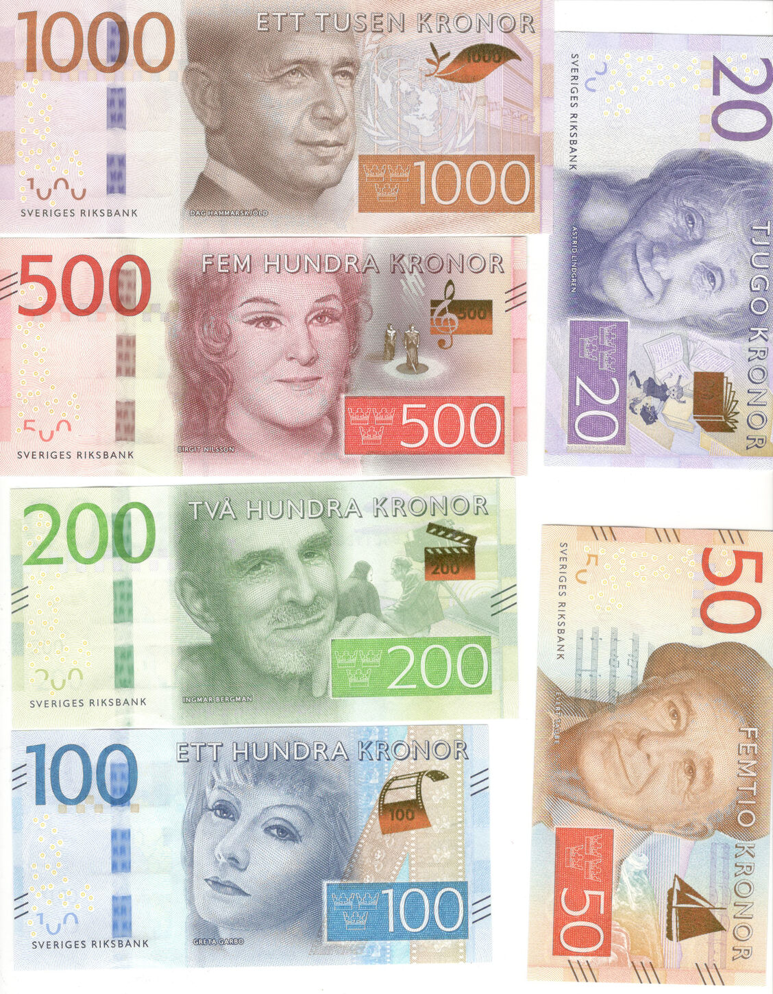 Sweden Set of new notes 20-1000 kroner bfr | MA-Shops
