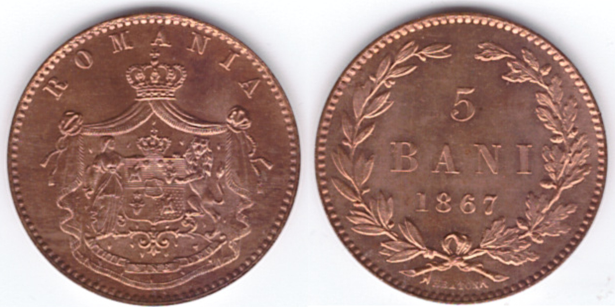 Romania 5 Bani 1867 PP | MA-Shops
