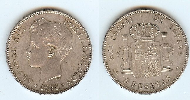 Spain 5 Pesetas 1898 unz | MA-Shops