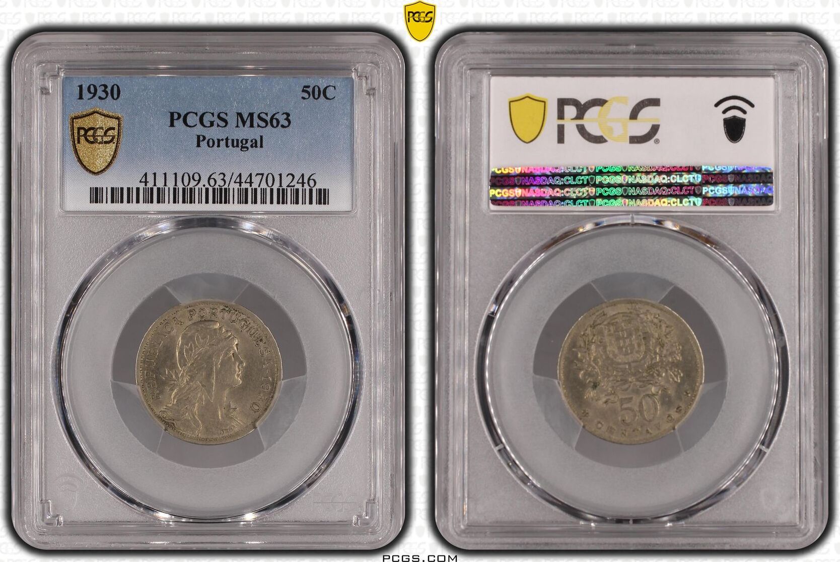 Portugal 50 Centavos 1930 PCGS MS63 | MA-Shops
