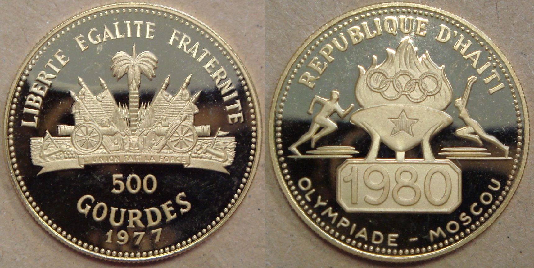 Haiti 500 Gourdes 1977 Olympiade Moskau.Prachtexemplar.#11 Polierte ...