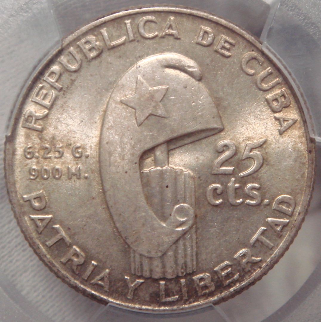 Cuba 25 Centavos 1953 PCGS MS64 | MA-Shops