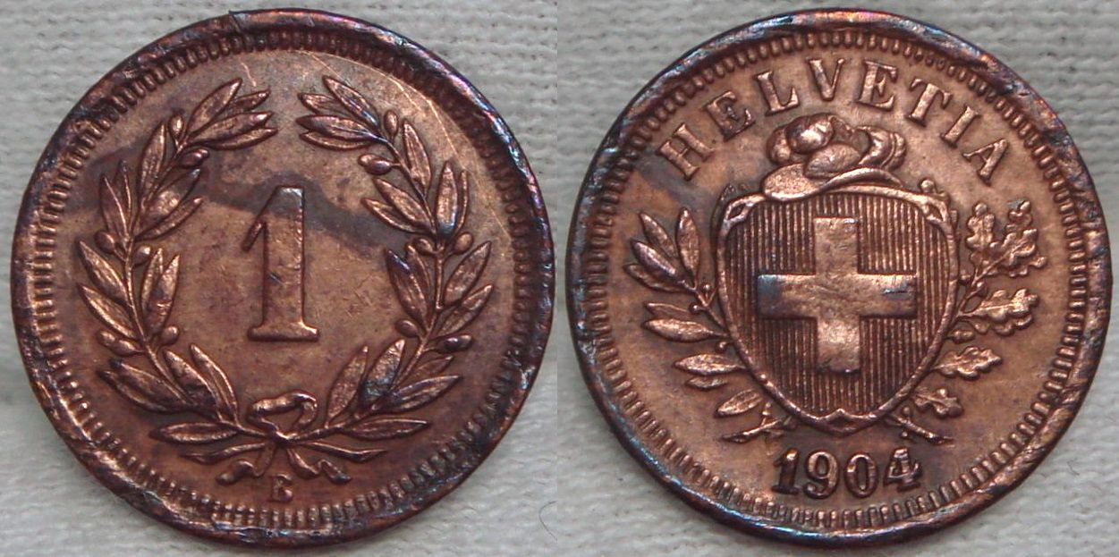 Schweiz - Eidgenossenschaft Rappen 1904 Kleine Randfehler.#B Sehr schön. | MA-Shops