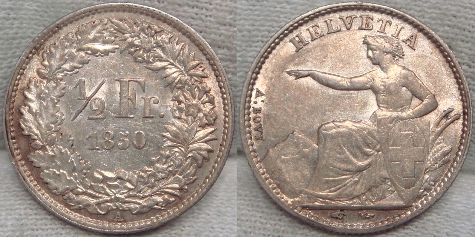 Schweiz - Eidgenossenschaft 1/2 Franken 1850 A Vorzüglich. | MA-Shops