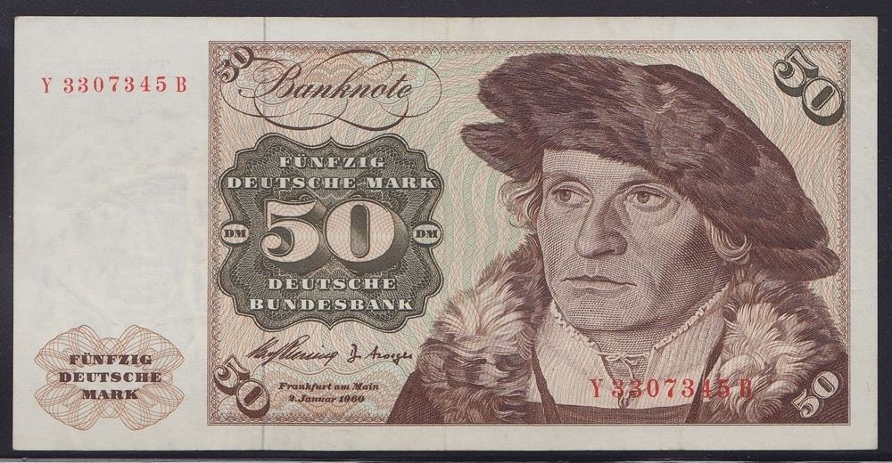 Deutschland 50 DM 1960 Holstentor in Lübeck, Austausch/Ersatznote Serie ...