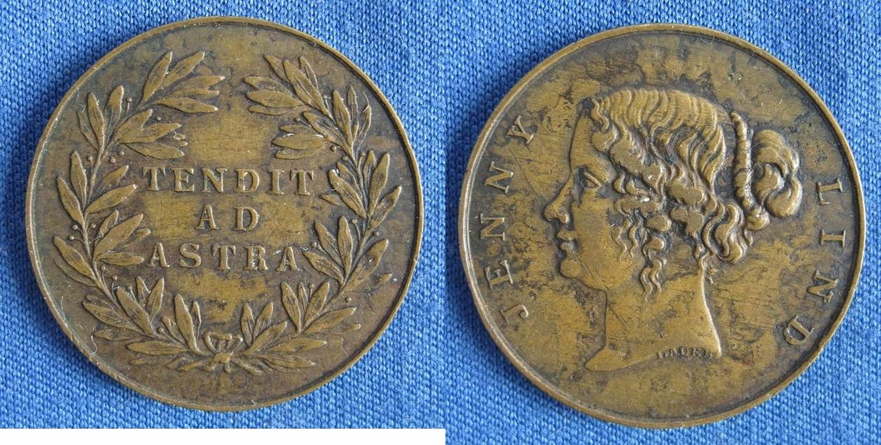 Greatbritain (1850/70) Token Jenny Lind "Tendit ad Astra" ss+ | MA-Shops