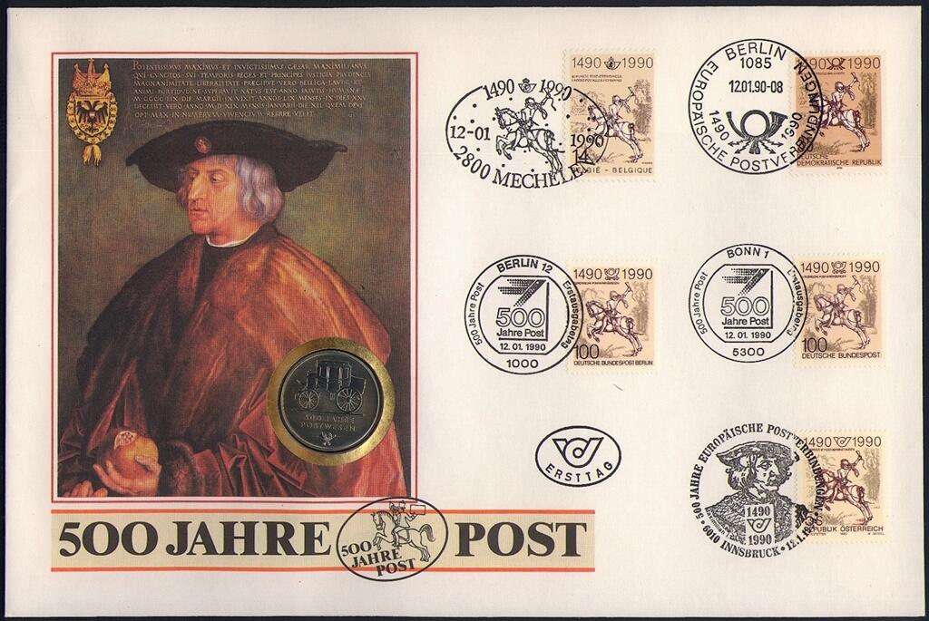 DDR 5 Mark 1990 großformatiger 5 Länder Numis-Ersttagsbrief auf '500 ...