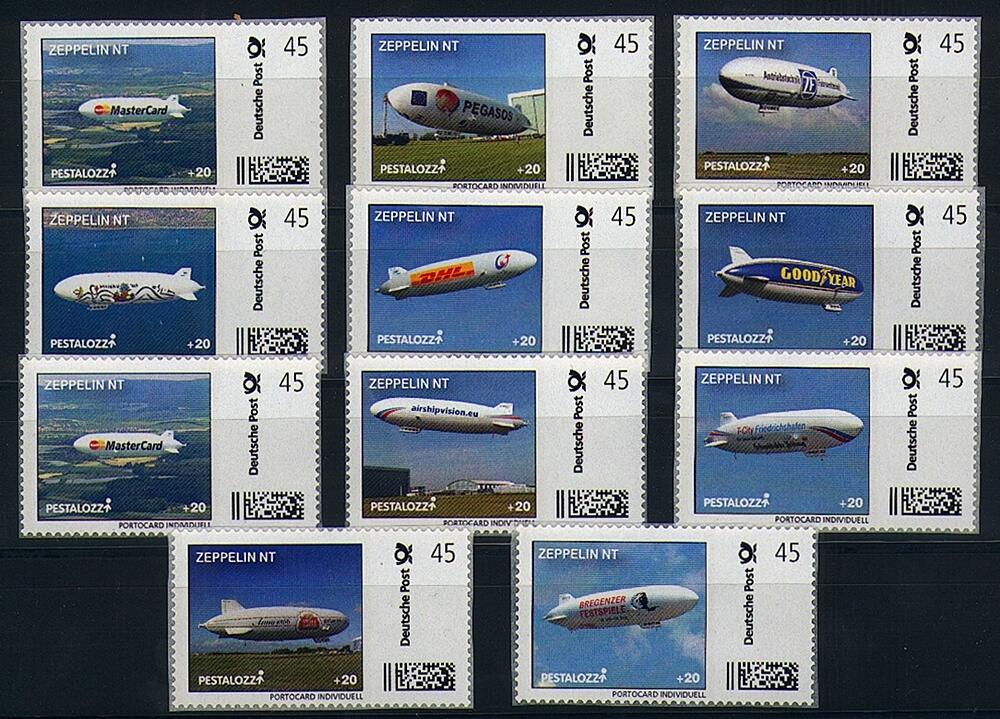 Bundesrepublik 11x 0,45€ 2013 Briefmarke-Individuell 'Zeppelin NT' von ...