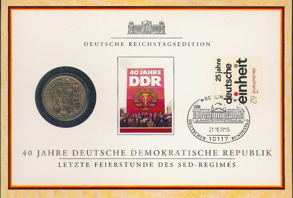 Bundesrepublik Deutschland 10 Mark 2015 '40 Jahre DDR', Münzblatt aus ...