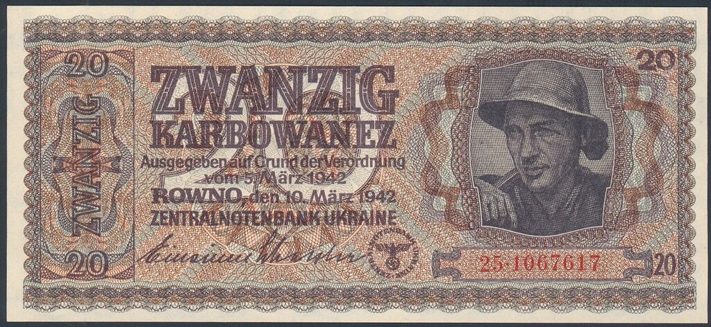 Deutsches Reich - Ukraine 20 Karb. 1942 Zentralnotenbank der Ukraine ...