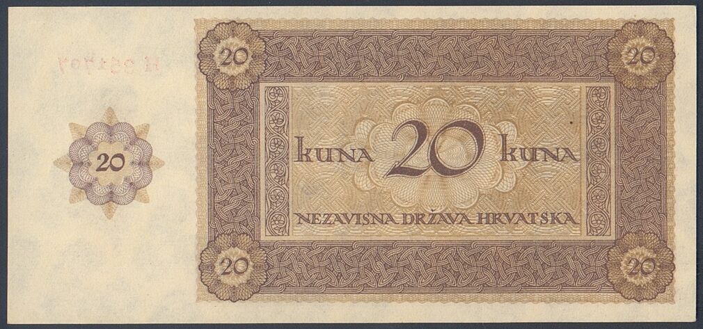 Kroatien 20 Kuna 1944 Croatia Pi. 9a Unverausgabter Schein in absoluter ...