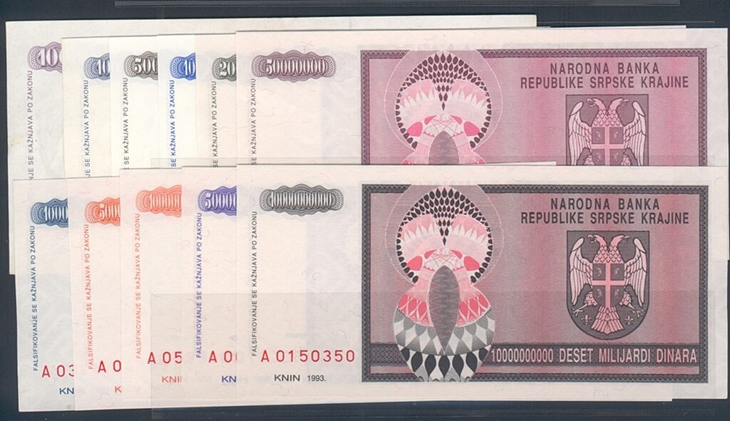 Kroatien-Serbische Republik Krajina 10o Tsd - 10 Mrd Dinara 1993 ...