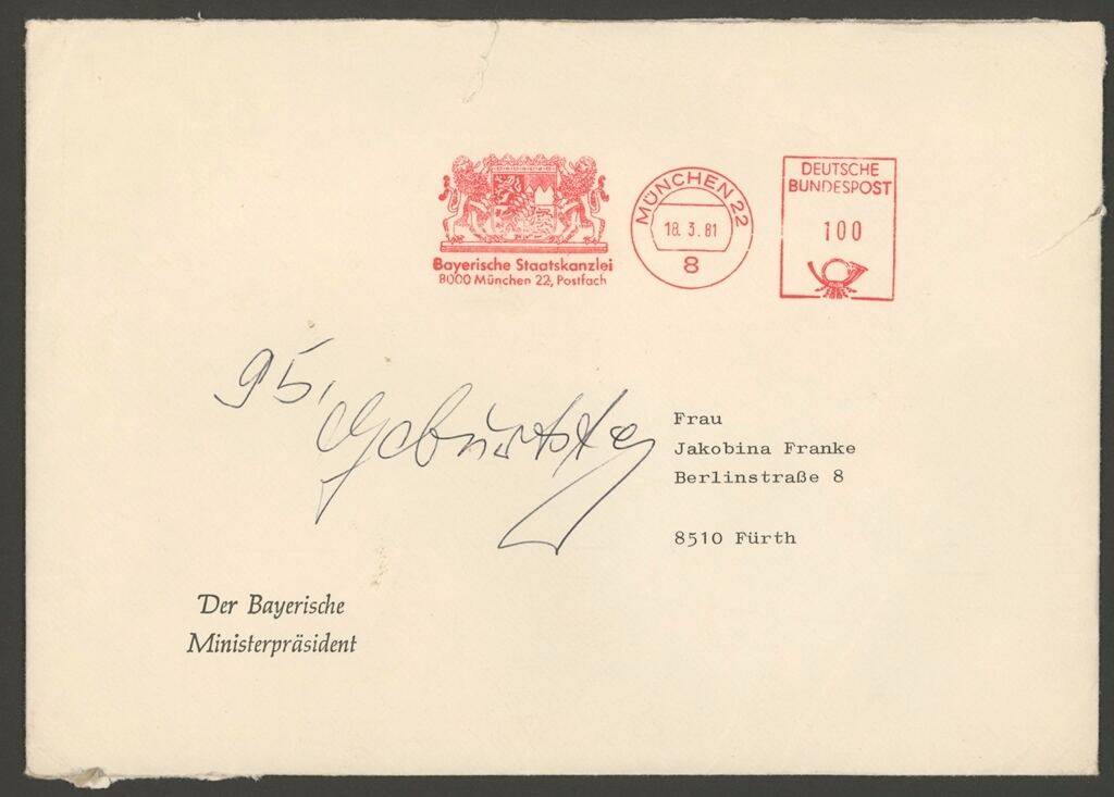 Deutschland 1981 'Franz-Josef-Strauß' Original-Unterschrift auf ...