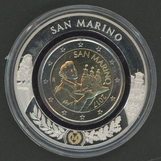 San Marino 2 Euro 2017 'Heiliger Marinus' Polymer-Gedenkausgabe mit ...