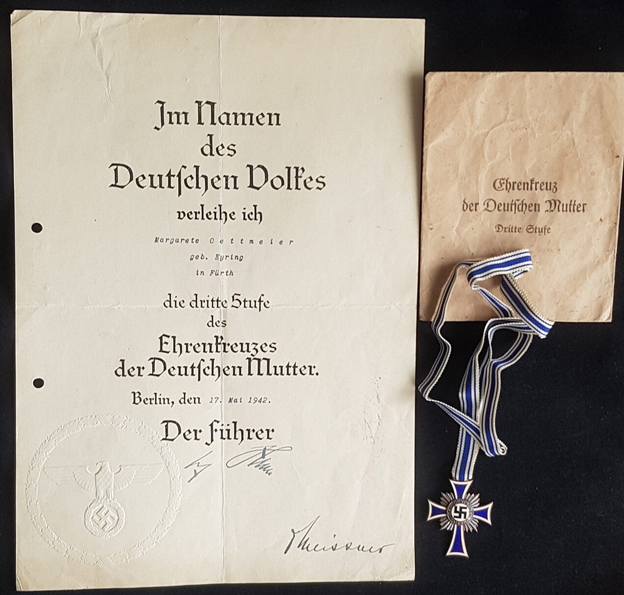 Deutsches Reich 1938/45 'Ehrenkreuz d. Deutschen Mutter' Bronzenes ...