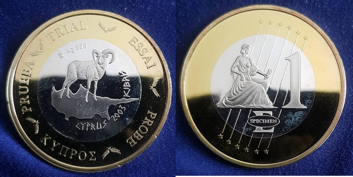 Zypern (1 Euro) 2003 Ag-Medaille als SPECIMEN/Probe/Essai PP | MA-Shops
