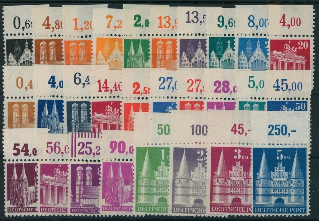 Bizone 2 Pf - 5 DM 1948 73-100 'Bautenserie' 28 Werte komplett mit ...