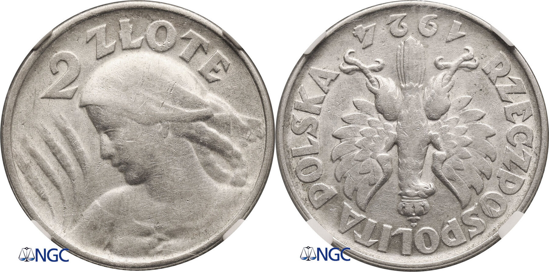 Poland 2 Zlote 1924 Philadelphia Mint NGC AU 53 | MA-Shops