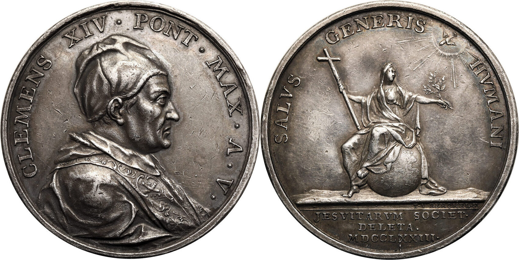 Papal States, Clement XIV Silver Medal 1773 The suppression of the ...