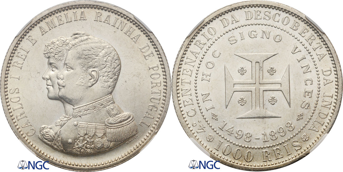 Portugal 1000 Reis 1898 NGC MS 63 | MA-Shops