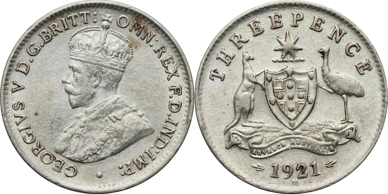 Australia 3 Pence 1921 M Sehr schön+ / Fast Vorzüglich | MA-Shops