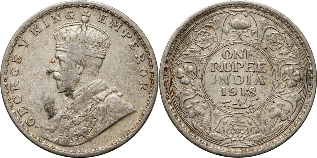 India British Rupee 1918 (c) George V Schön - Sehr Schön | MA-Shops