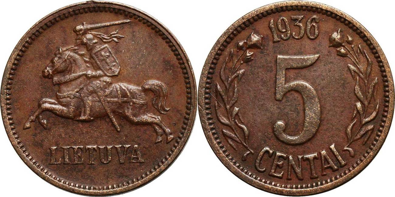 Lithuania 5 Centai 1936 SS+ | MA-Shops