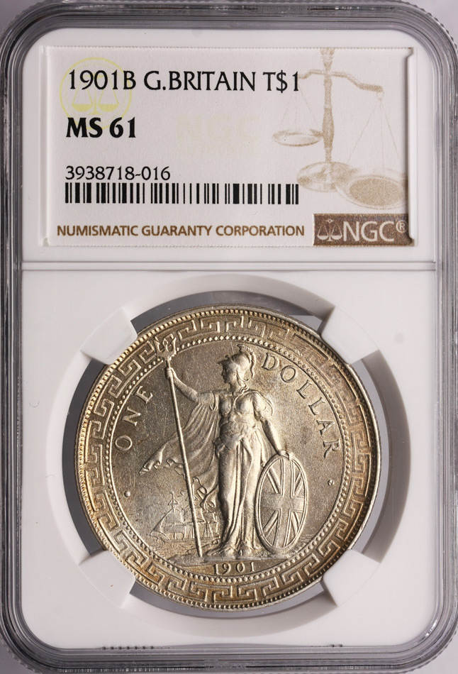 Great Britain Trade Dollar 1901 B NGC MS 61 | MA-Shops