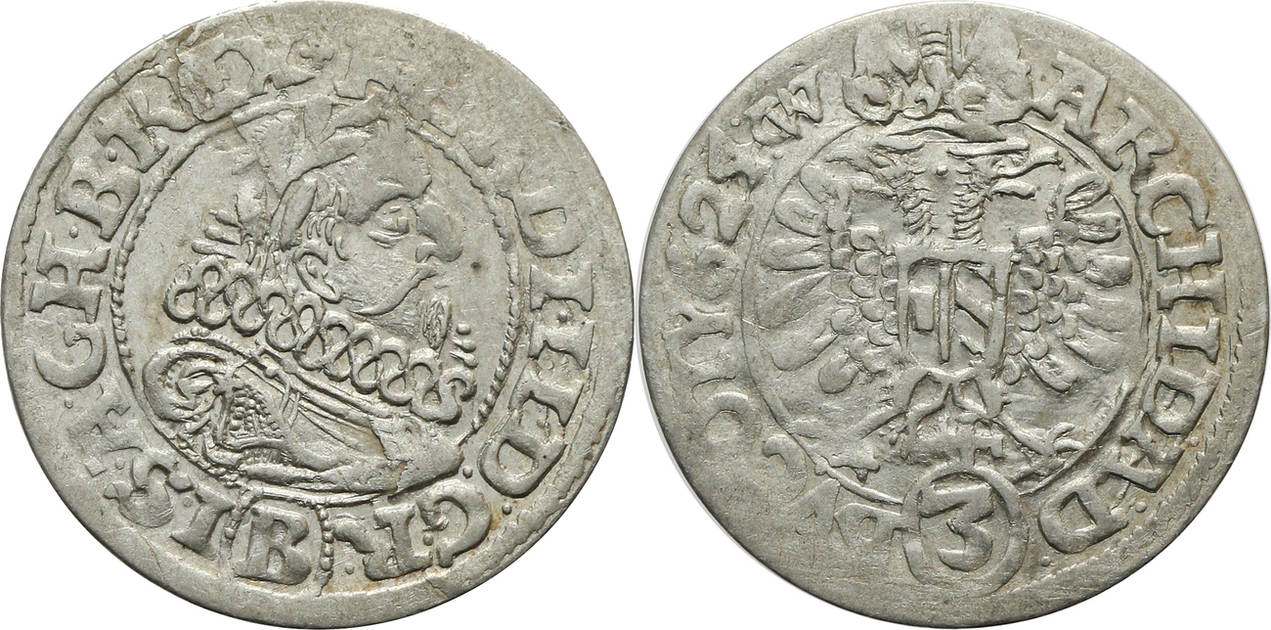 The Holy Roman Empire 3 Kreuzer 1624 CW Ferdinand II 1619-1637 Vorzüglich | MA-Shops