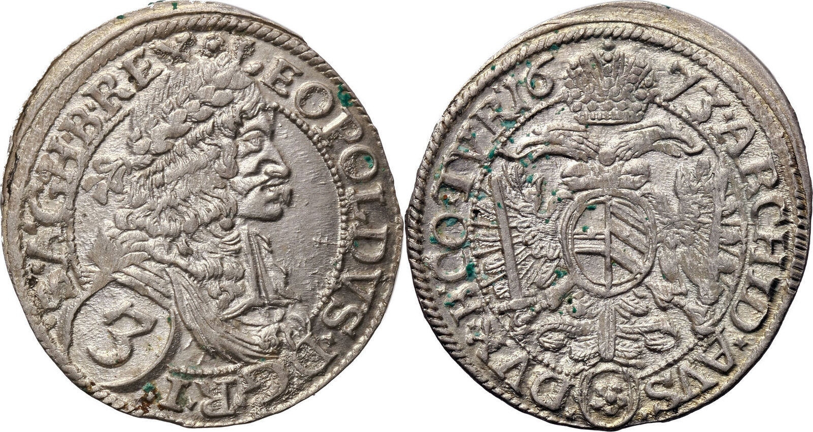 Austria (Holy Roman Empire) 3 Kreuzer 1673 Leopold I, Vienna Mint Fast ...