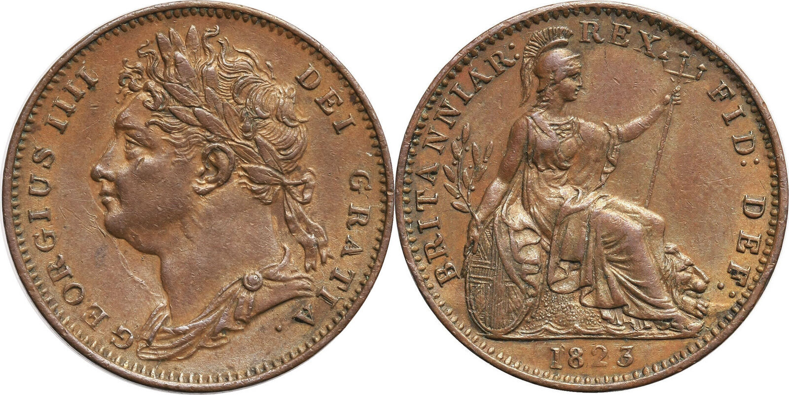 Great Britain Farthing 1823 George IV 1820-1830 SS+ | MA-Shops