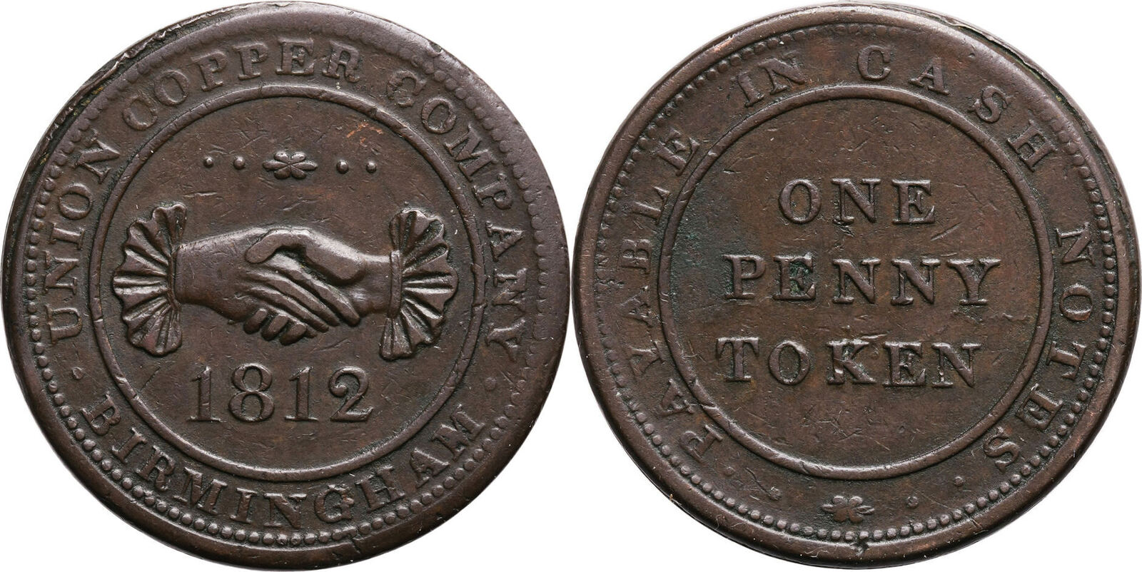 Great Britain, Birmingham Penny Token 1812 Union Copper Company SS+ ...