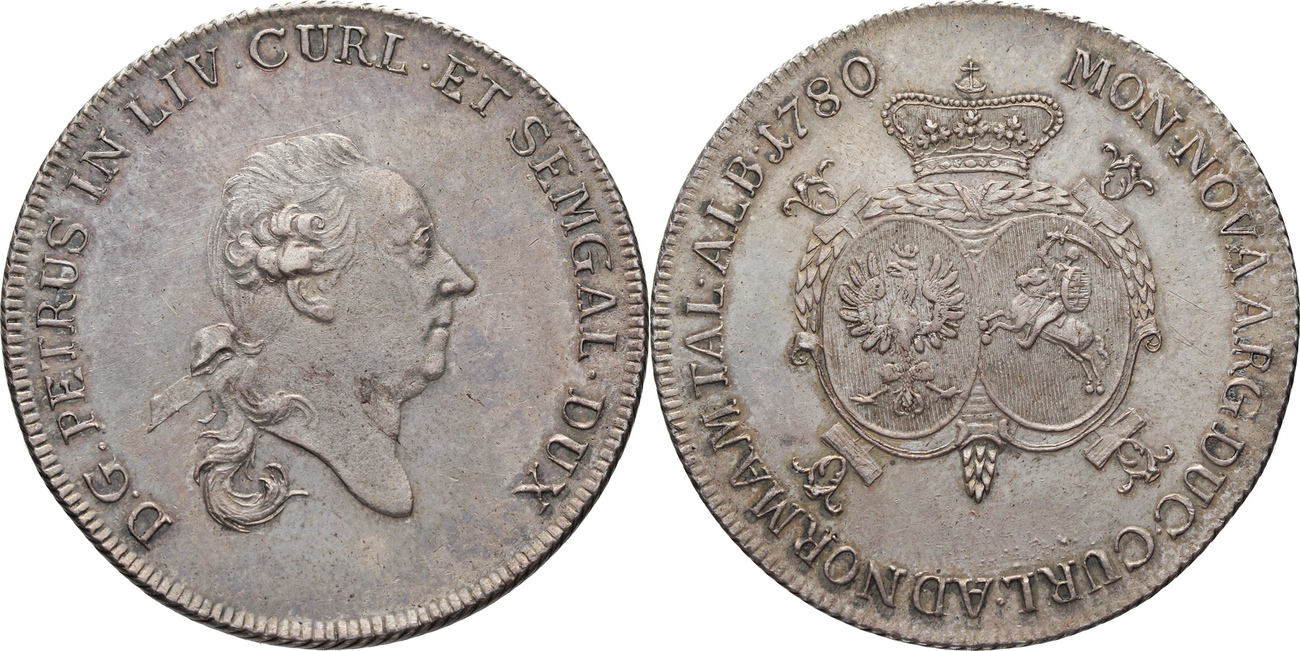Kurland Taler 1780 Mitau Mint. Peter Biron 1769-1795 Vorzüglich | MA-Shops