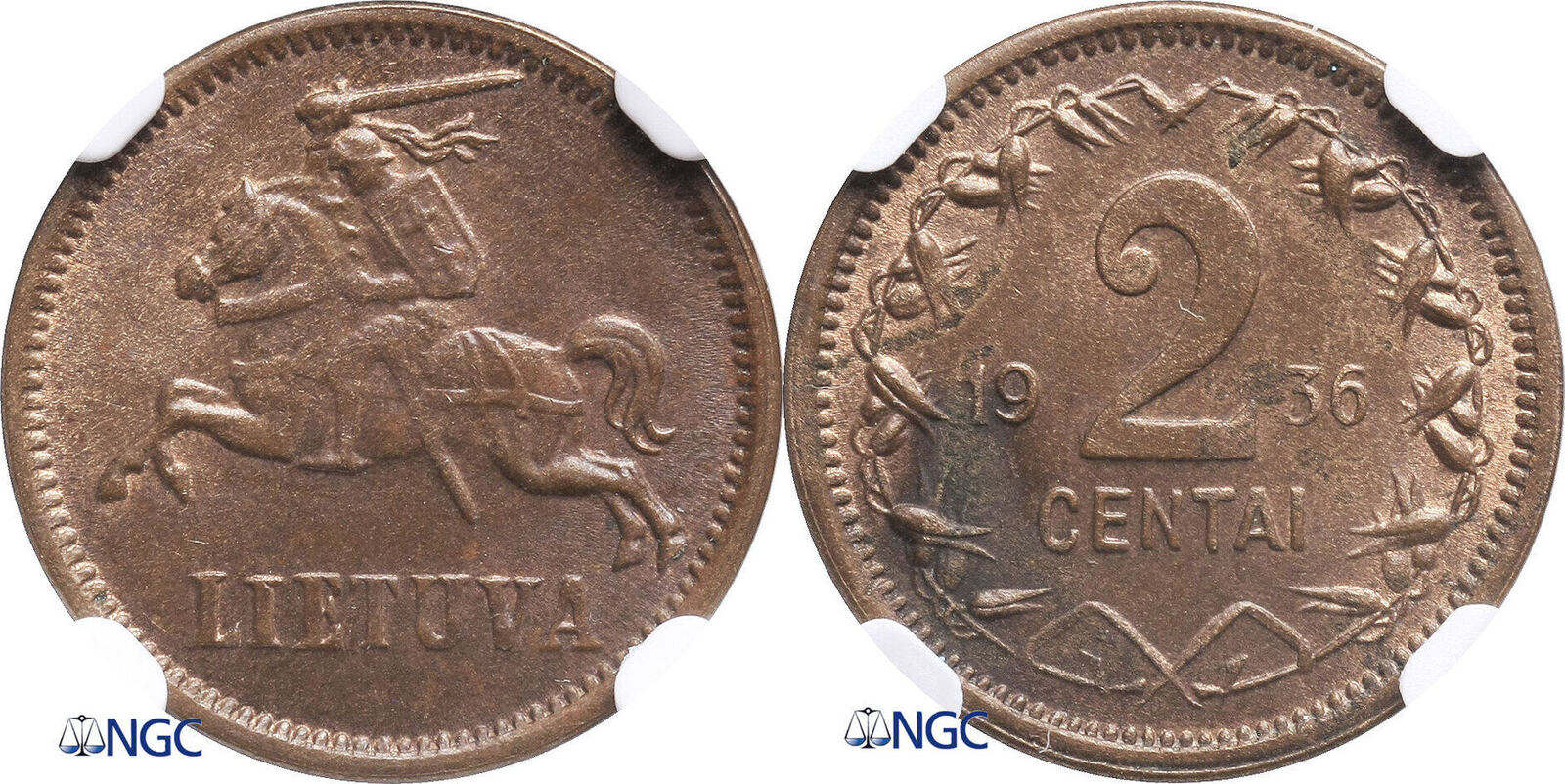 Lithuania 2 Centai 1936 NGC UNC Details | MA-Shops